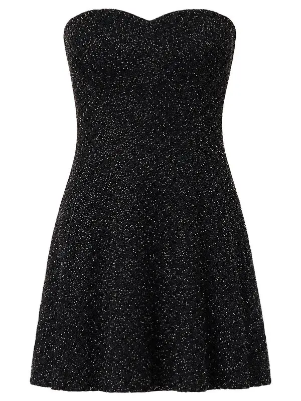 SELF-ADORE Hand-beaded Embellished Mini Dress - Black