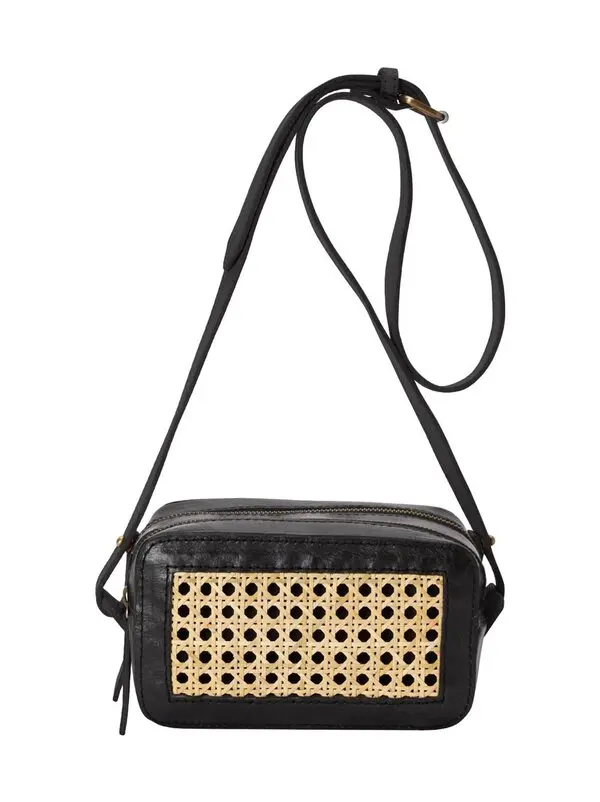 Pink Haley Scarlett Leather And Cane Crossbody Bag - Black
