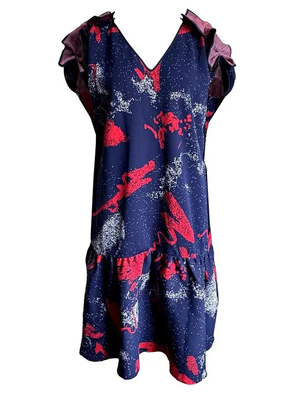 ARTO. Floral Flared Fit Dress - Blue