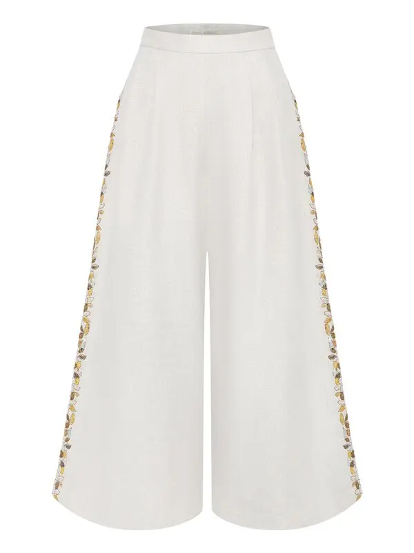 EMMA WALLACE Eric Cropped Wide Leg Culottes - Silver