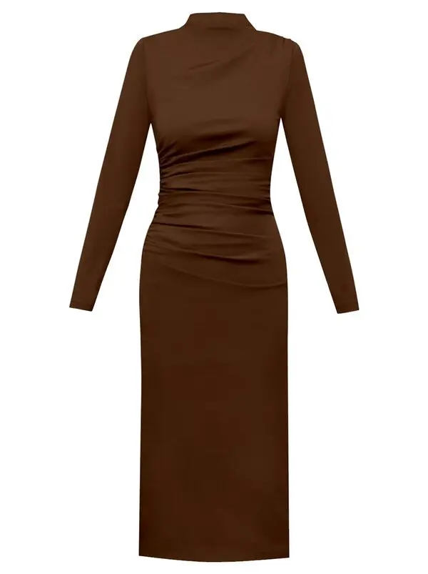 ALINA CERNATESCU Kaira Mini Cocktail Bodycon Dress - Brown