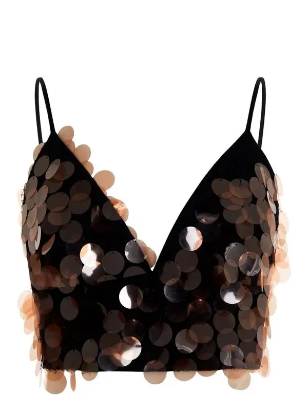 HERFETCH Sequin Embellished Cropped Bralette - Black