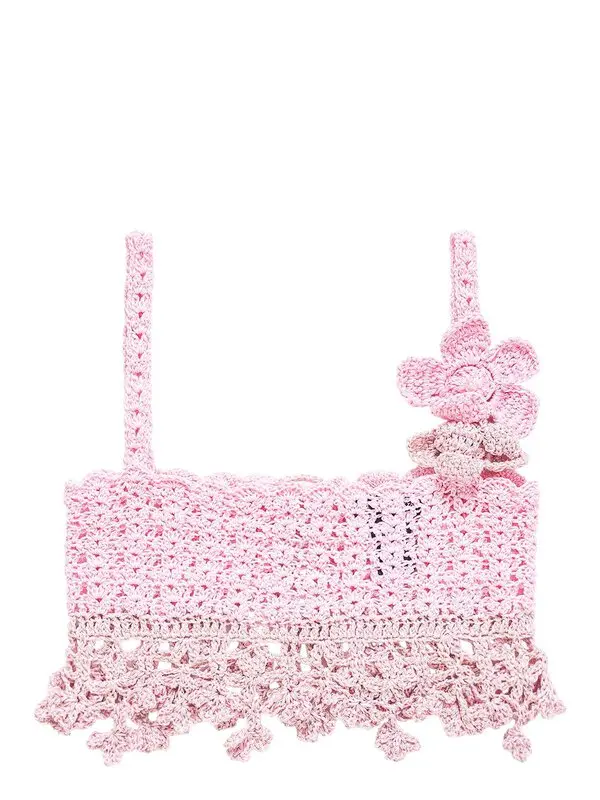 ANDREEVA Handmade Crochet Knit Top - Pink