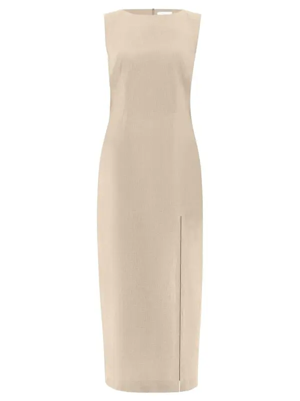 ME ESSE Organic Cotton Long Pencil Dress - Beige