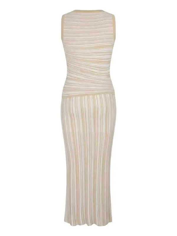 MODENAIRE Striped Ribbed Knit Tank And Midi Skirt Set - Orange