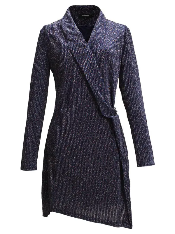 SMART AND JOY Draped Velvet Dress - Blue