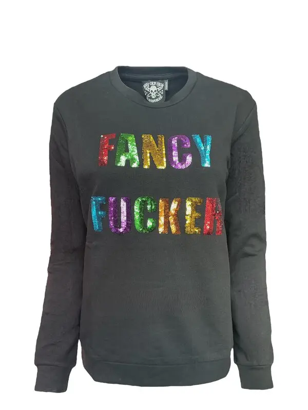 ANY OLD IRON Rainbow Sequin Sweatshirt - Black