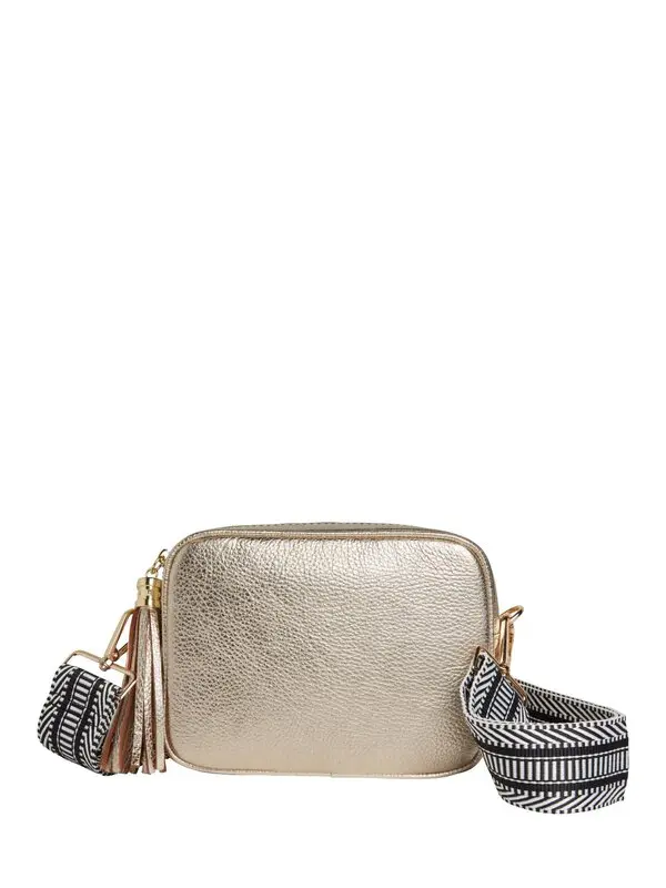BETSY & FLOSS Verona Crossbody Tassel Bag With Patterned Strap - Gold