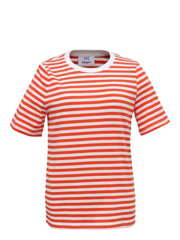 SMART AND JOY Striped Cotton T-shirt - Red