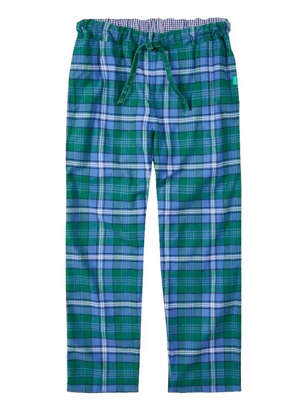 LOUNGERS Organic Brushed Cotton Loungewear Trousers - Green/blue/white