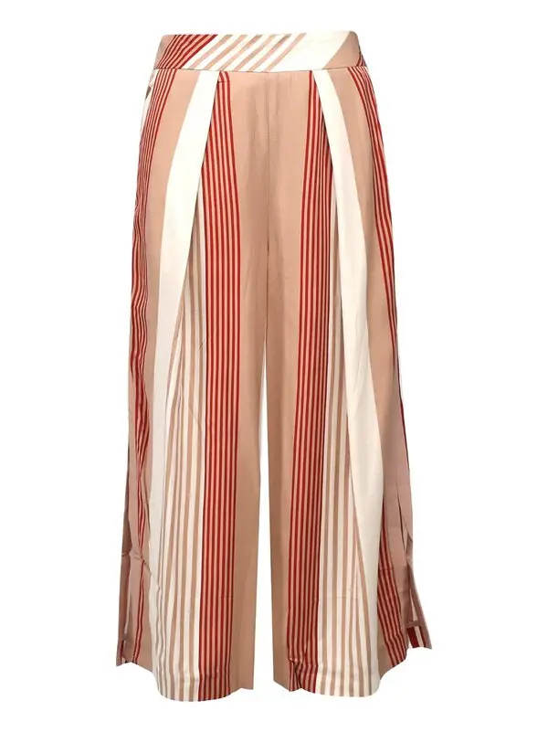 SMART AND JOY Stripe Print Capri Pants - Orange