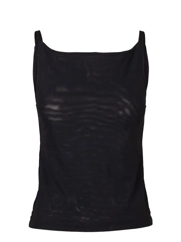JORDAN Mesh Cotton Tank Top - Black