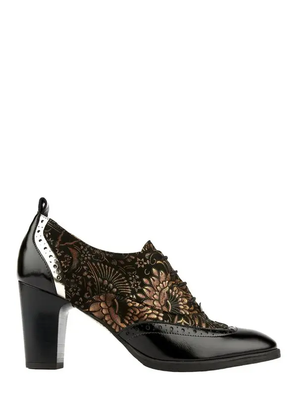 EMBASSY LONDON USA Casino Brogue Block Heels - Gold/black