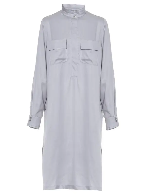 HELENE GALWAS Britta Viscose Midi Shirt Dress - Grey
