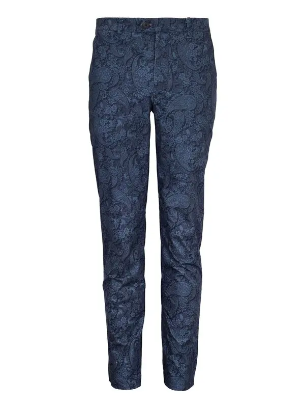 LORDS OF HARLECH Jack Paisley Romance Pant Navy - Blue
