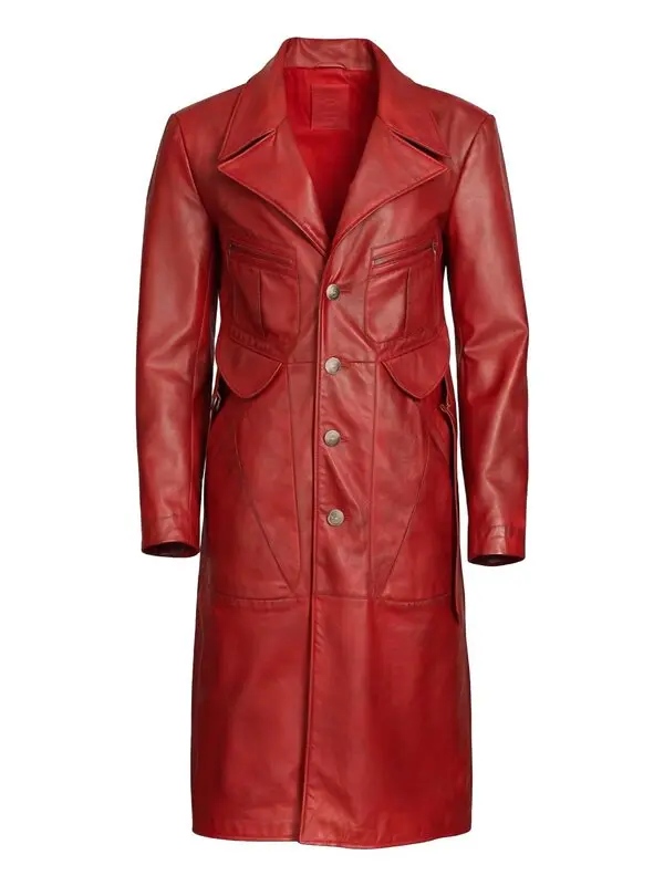 ZASTASTUDIO Planet Leather Long Coat - Red