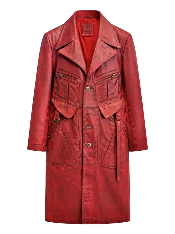 ZASTASTUDIO Planet Leather Long Coat - Red