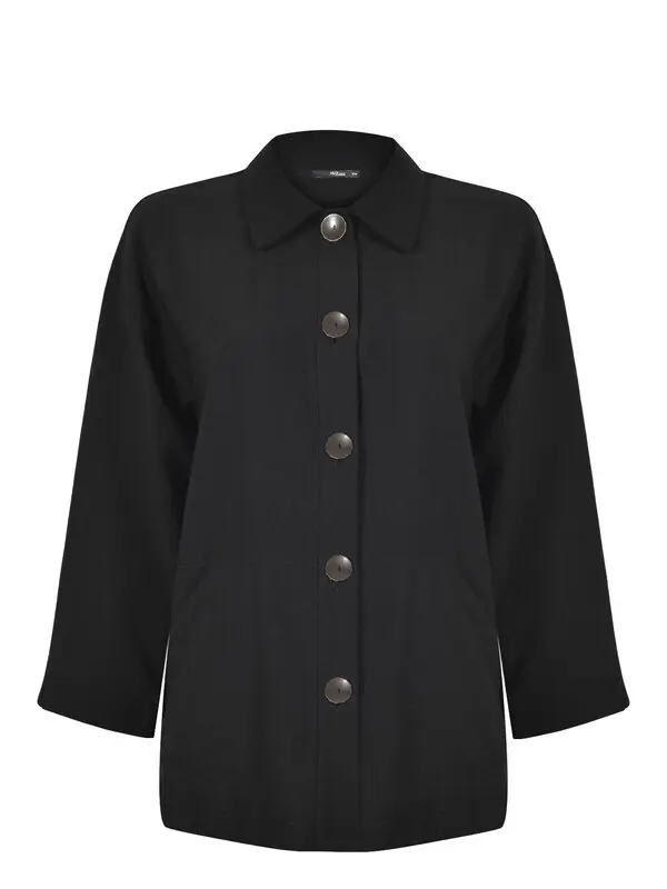 OH!ZUZA NIGHT&DAY Echo Viscose Shirt With Pockets - Black