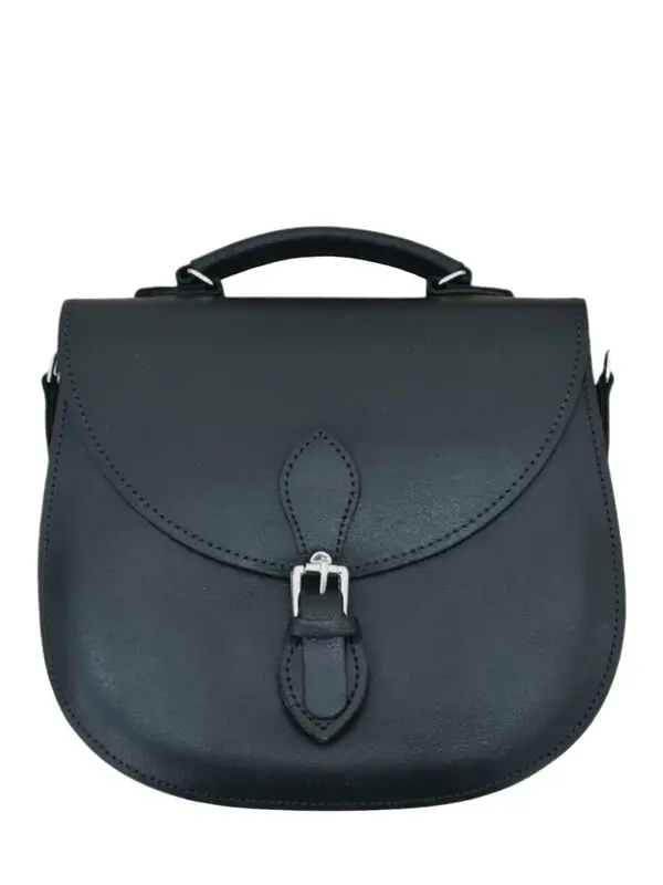 ZATCHELS Handmade Soft Tannery Leather Crossbody Saddle Bag - Black