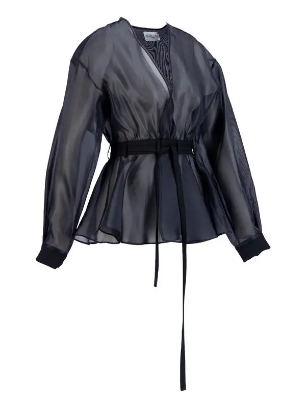 MA MULIER Organza Slim Fit Jacket - Black