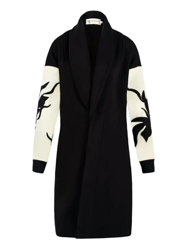 ALINA CERNATESCU Embroidered Cotton Cardigan Coat - Black
