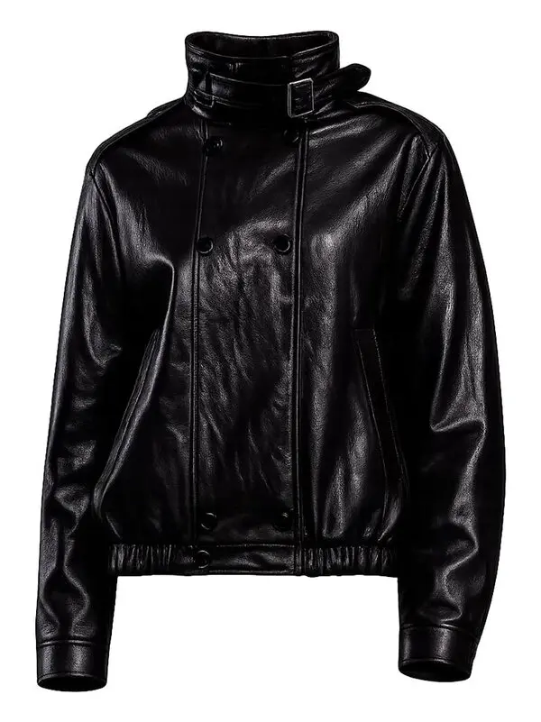 TANTRA SPAIN SL Faux Leather Jacket With Double Button Closure - Black