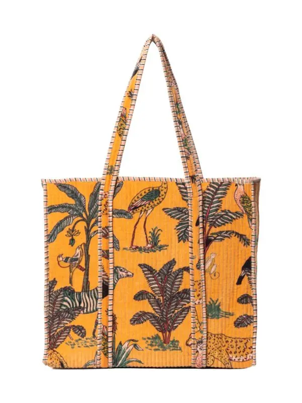 CYC Printed Quilted Cotton Tote - Yellow