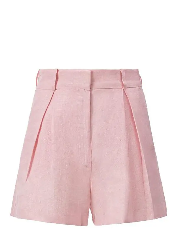LITA COUTURE Linen Flared Shorts - Pink