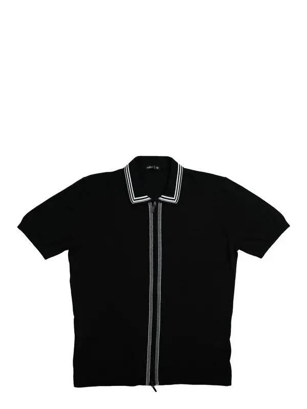 EIGHT X Contour Short Sleeve Two Way Zip Knit Shirt - Black