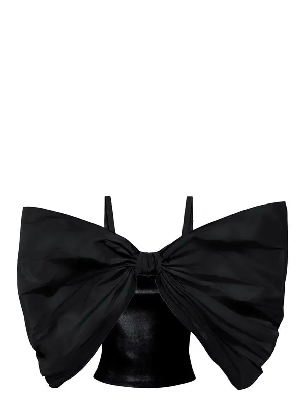LONDON ATELIER BYPRODUCT Duchess Satin Bow Two-piece Top - Black