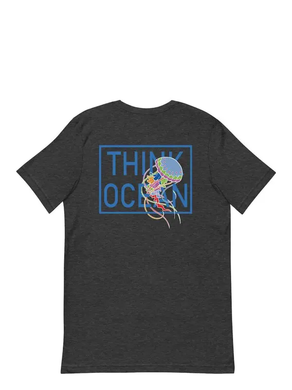 ANCHOR & CREW Heather Think Ocean Jellyfish Fluorescence Cotton Embroidered T-shirt - Black