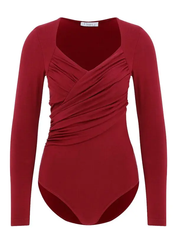 MAAN ISTANBUL Folds Detail Bodysuit - Red