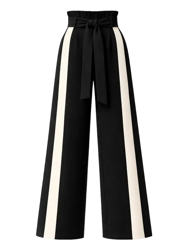 JULIA ALLERT Belted High-waist Wide-leg Trousers - Black/white