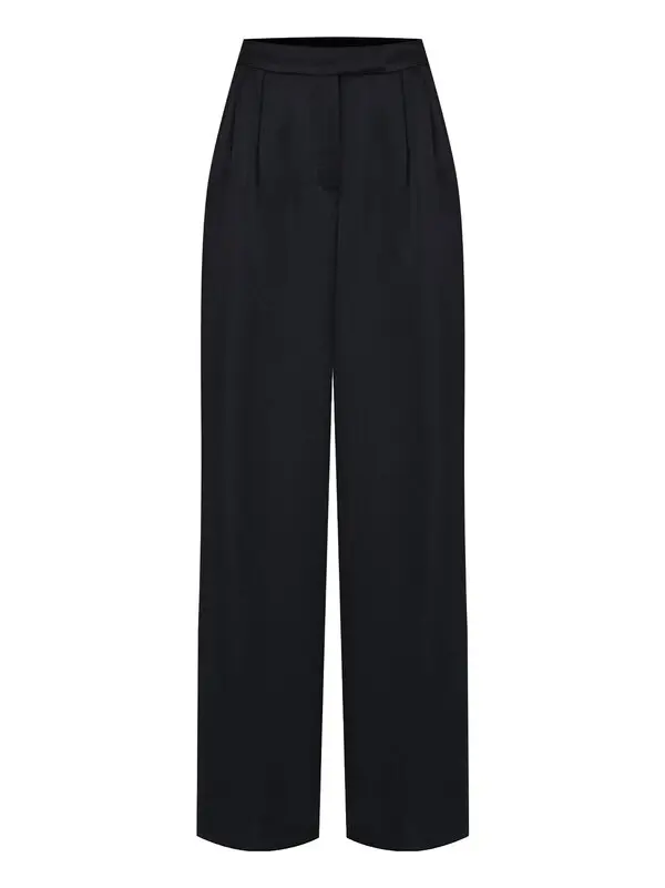 MAVLO Satin Wide-leg Pants - Black