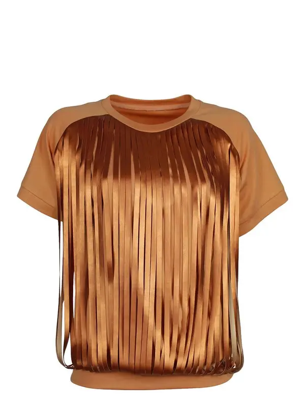 LALIPOP DESIGN Blouse With Vegan Leather Fringe - Gold