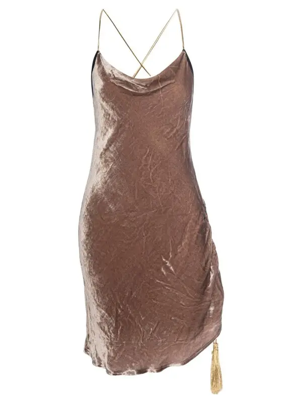 LAHIVE Jordan Silk Velvet Slip Dress - Yellow
