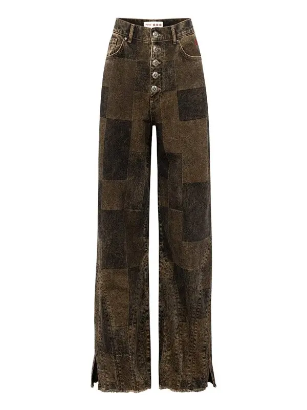 PCFG Colorblocked Denim Pants - Black/brown
