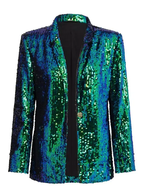 SOUR FIGS Iridescent Sequin Embellished Blazer - Green/blue