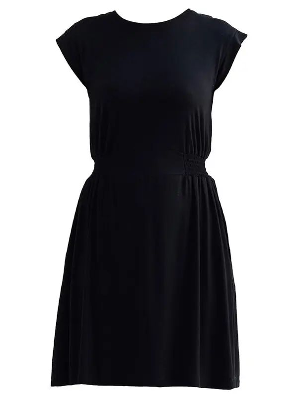 REISTOR Short Dress With Smocking Detail - Black