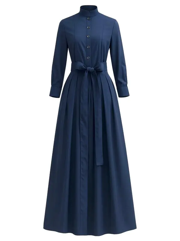 BEIRA Marina Long Pleated Shirt Dress - Blue