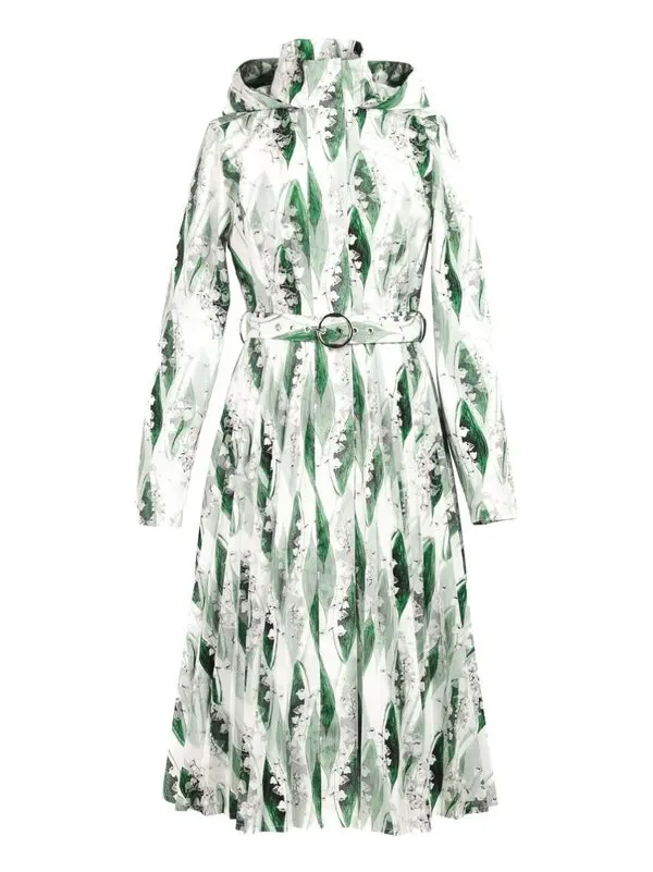 RAINSISTERS Floral Coat With Pleated Skirt - Green