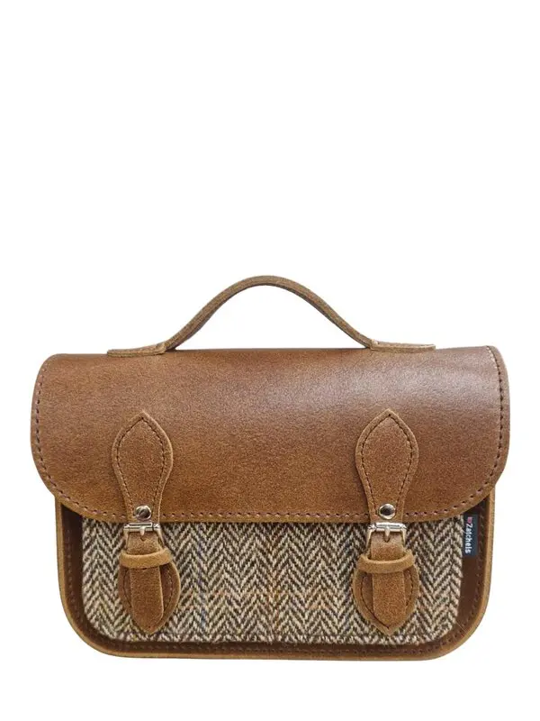 ZATCHELS Midi Tannery & Tweed Satchel - Brown