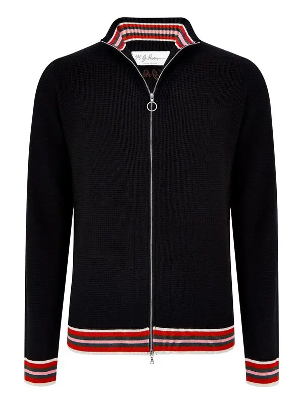 MG RIVERS Textured Extrafine Merino Bomber Jacket - Black