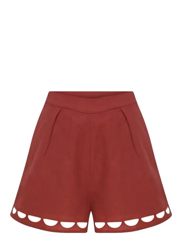 THISISU COLLECTION High-waisted Linen-blend Shorts - Red