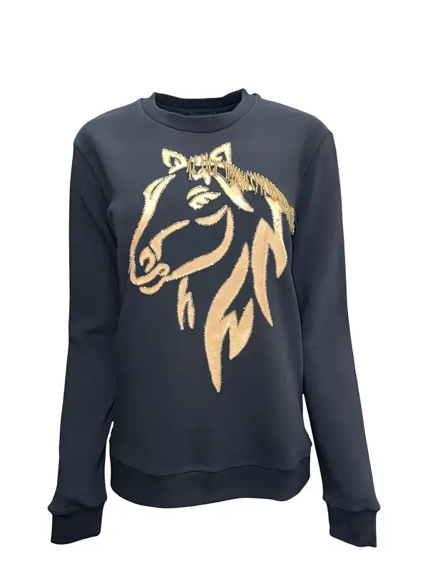 ANY OLD IRON Horse Hair Sweatshirt - Gold/black