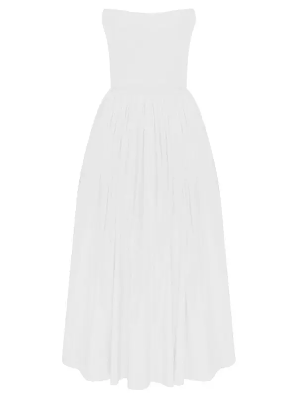 NAZLI CEREN Sibby Strapless Midi Dress - White