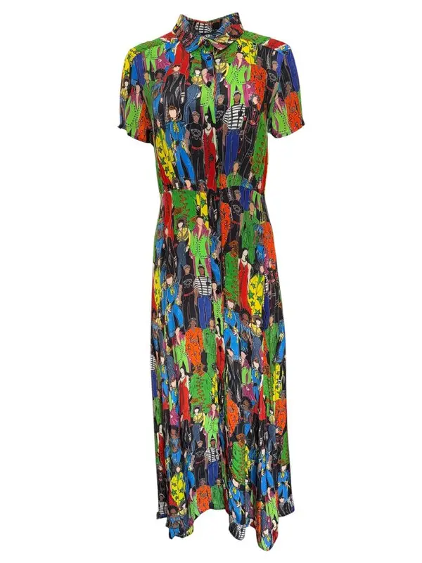 ANY OLD IRON Heroes Collared Maxi Dress - Green/black