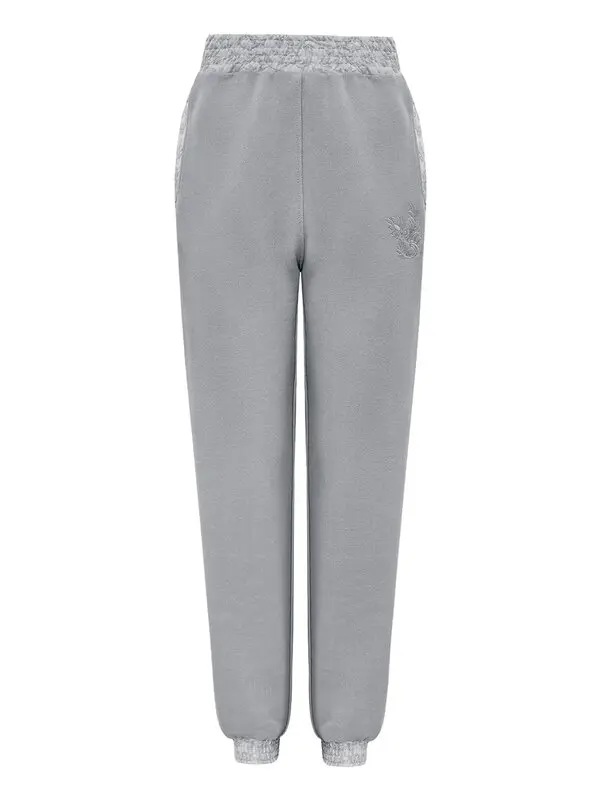 MANDRAGORA Cotton Sweatpants With Jacquard Detailing - Grey
