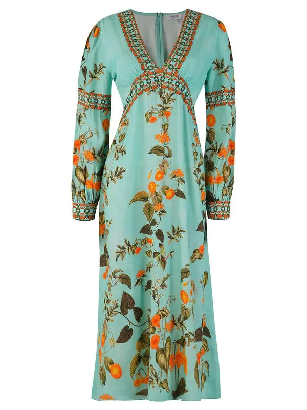 RAISHMA Floral Print Midi Dress - Blue
