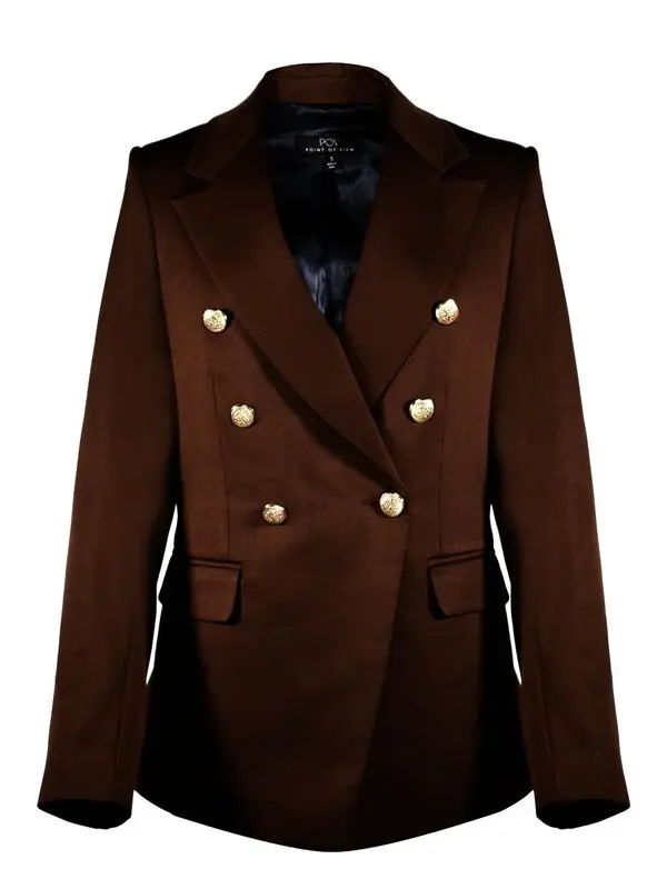POINT OF VIEW LABEL Impact Double Breasted Jacket - Brown